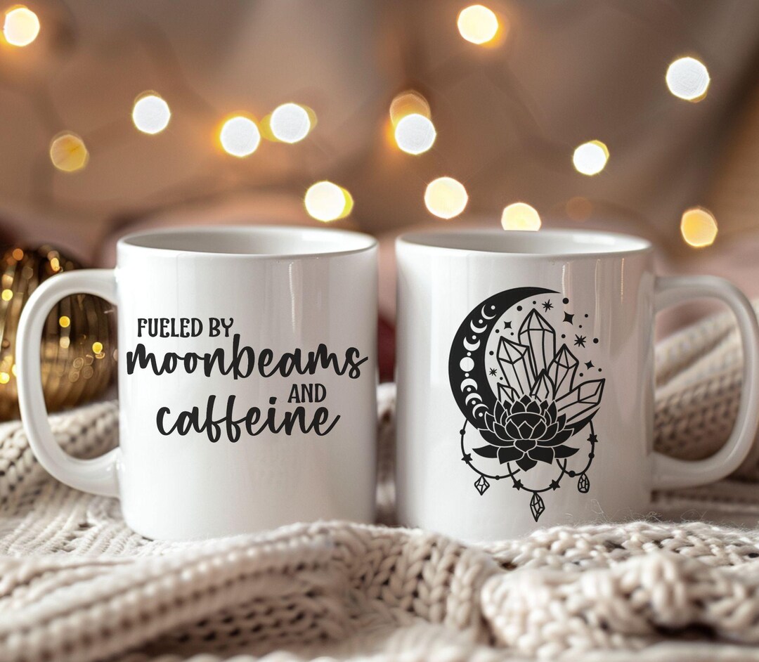 Moon Caffeine Coffee Mug Black Fueled by Moonbeams Lunar Themed Mug Gift for Moon Lovers - Etsy