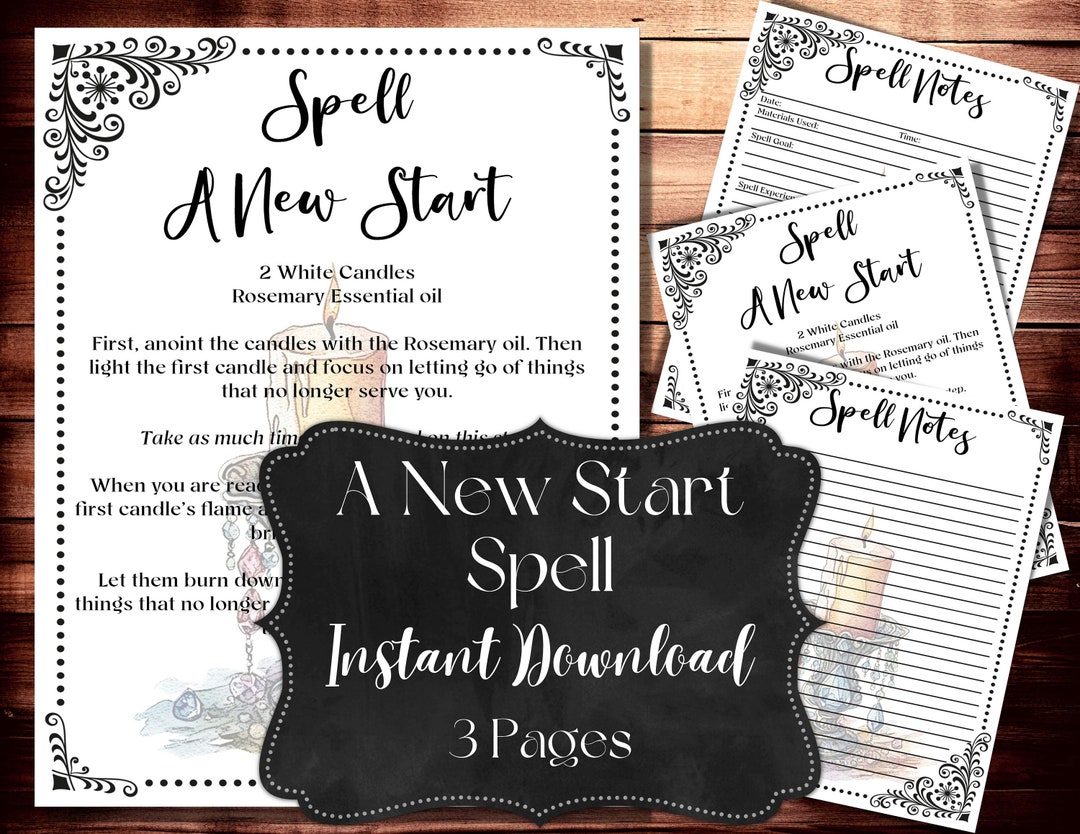 A New Start Spell Book of Shadow Pages Printable Positive Change ...