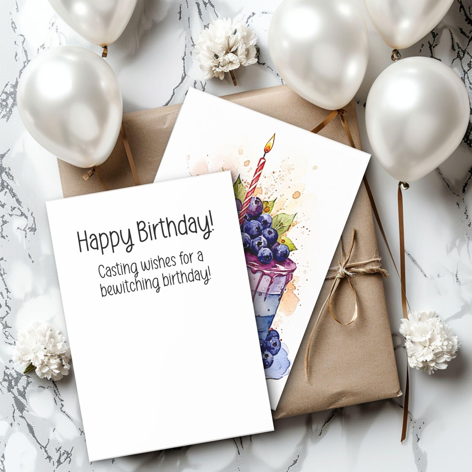 Happy Birthday Greeting Card Pack Magical Witchy Themed Postcard Bundle ...