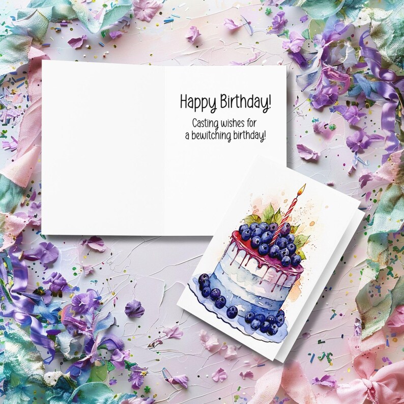 Happy Birthday Greeting Card Pack Magical Witchy Themed Postcard Bundle ...