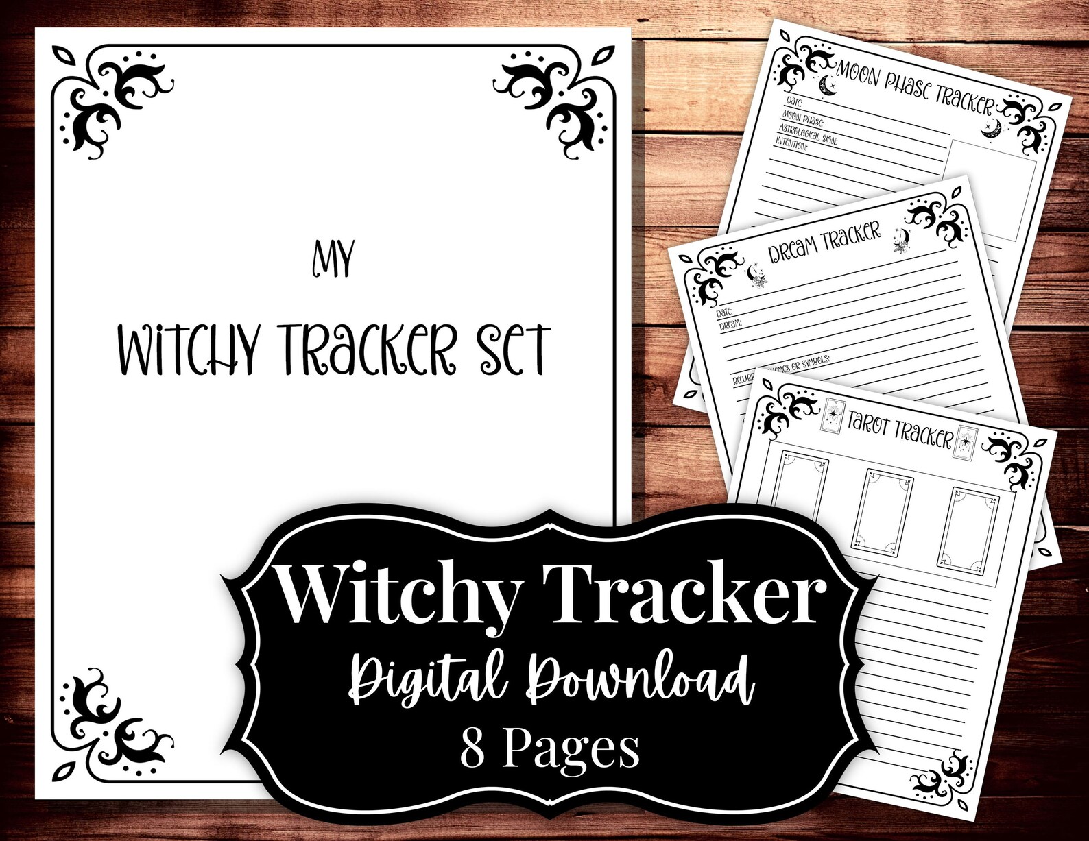 Witchy Tracker Set Printable Digital Download Pages Moon Dream Journal ...