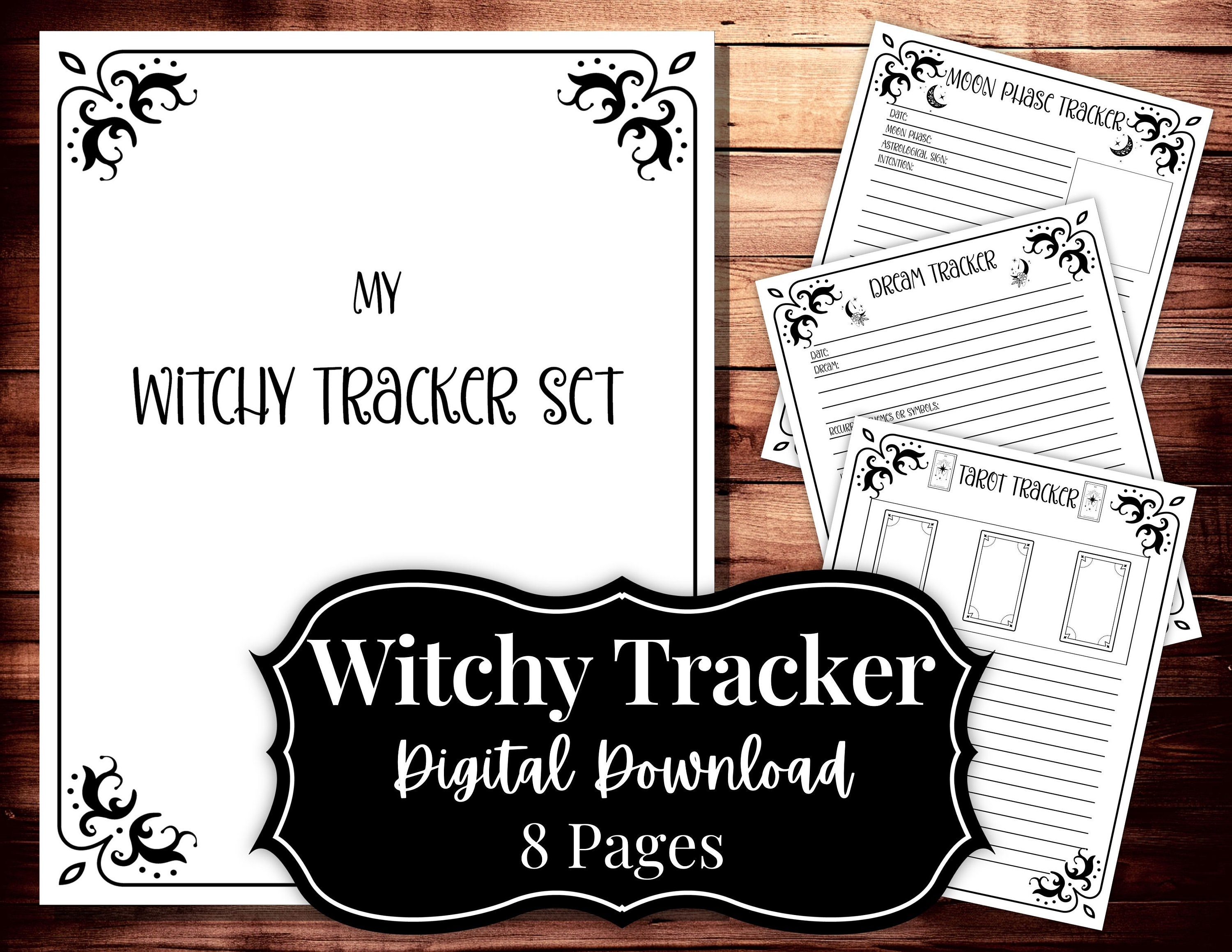 Witchy Tracker Set Printable Digital Download Pages Moon Dream Journal ...