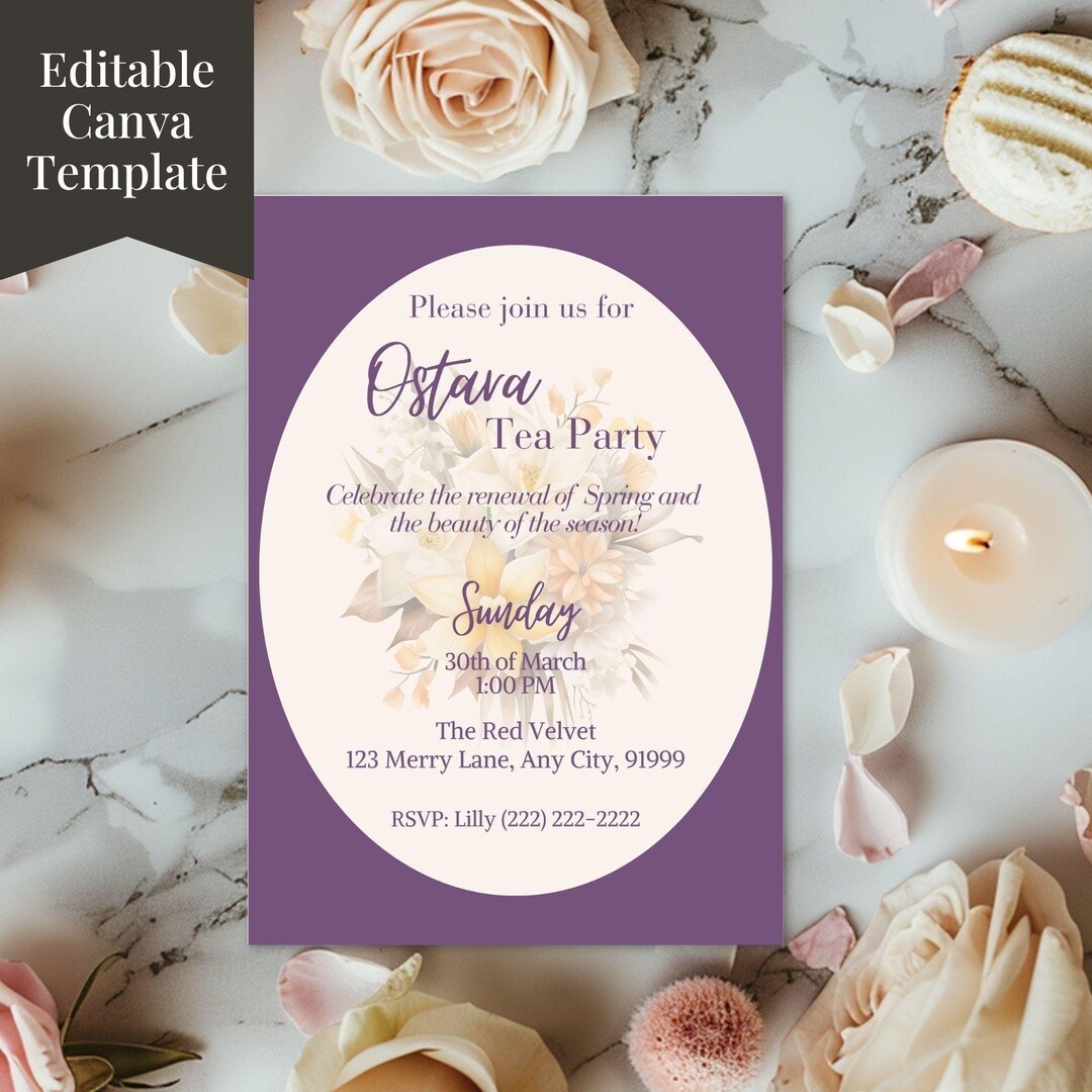 Editable Ostara Tea Party Invitation, Spring Equinox (canva Template ...