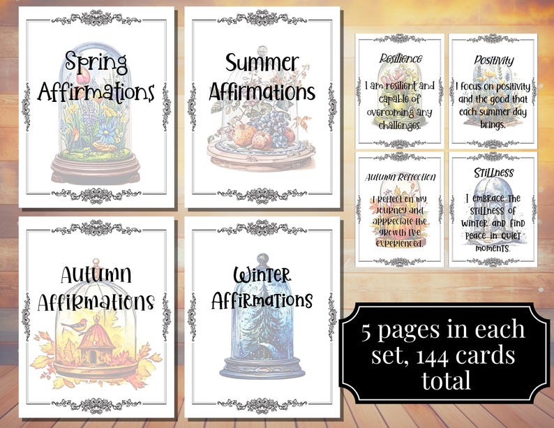Seasonal Affirmation Card Printable Bundle Spring Inspirational Summer ...