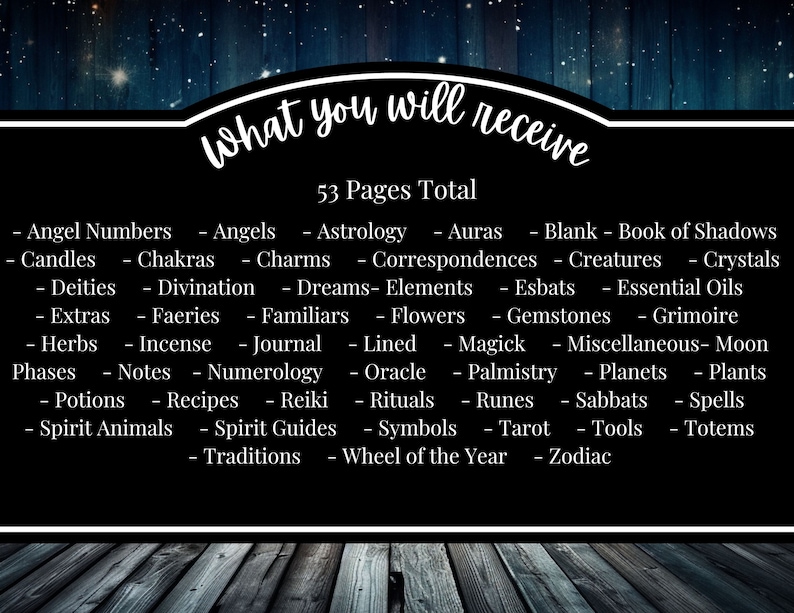 Book of Shadows Divider Printable Page Set Grimoire Title Digital ...