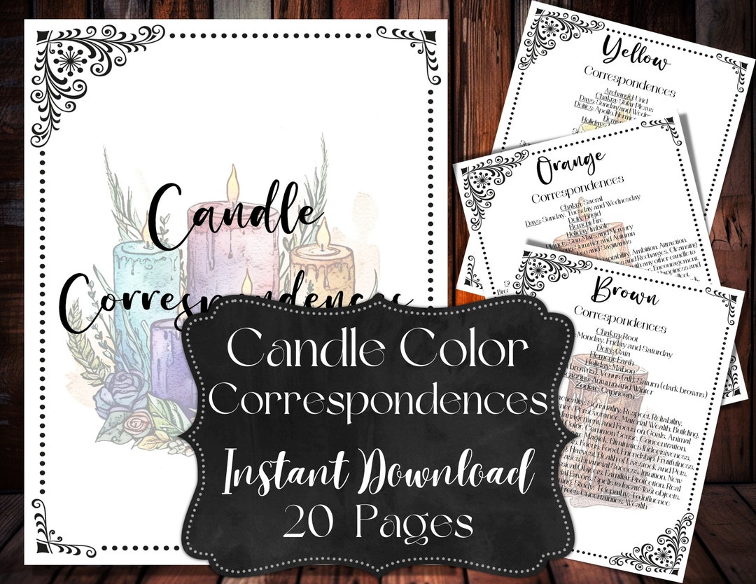 Candle Color Correspondence Guide: Book of Shadows Pages (digital ...