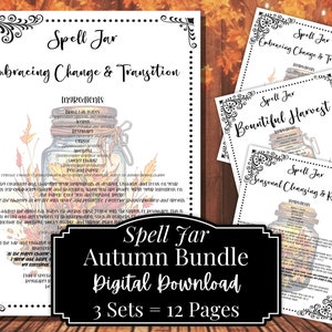 Autumn Spell Jar Bundle Printable Book of Shadows Pages Seasonal Magick ...