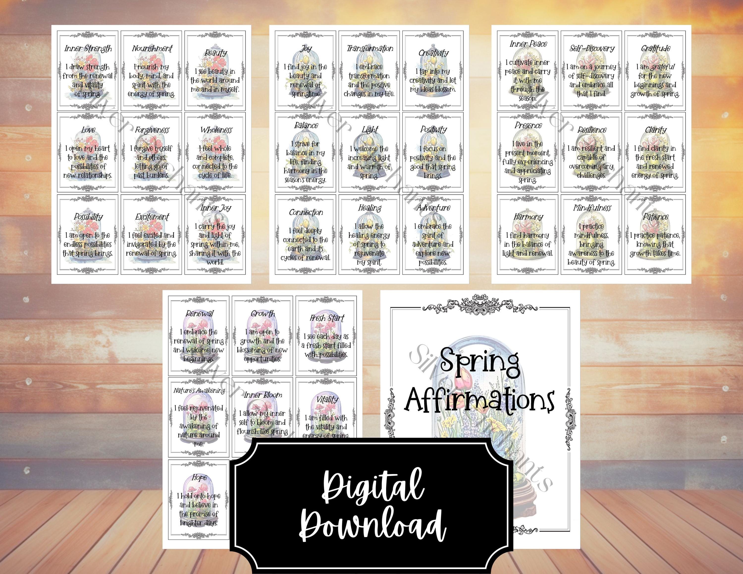 Seasonal Affirmation Card Printable Bundle Spring Inspirational Summer ...