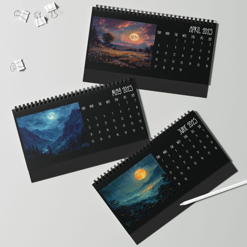 2025 Wall Calendar Gemstone Themed Black Crystals Desktop Calendar - Etsy