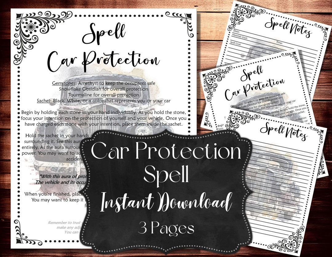 Car Protection Shielding Spell Book of Shadows Printable Pages ...