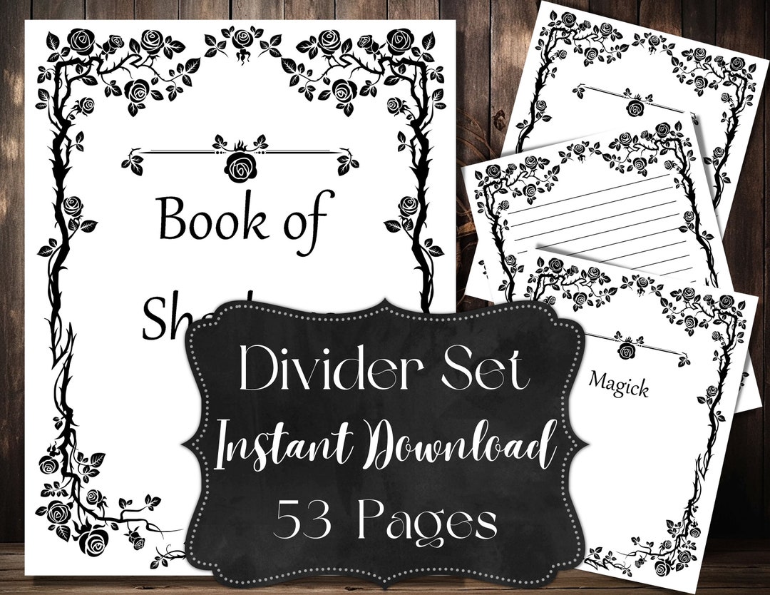 Book of Shadows Divider Printable Page Set, Witchy Grimoire (digital ...