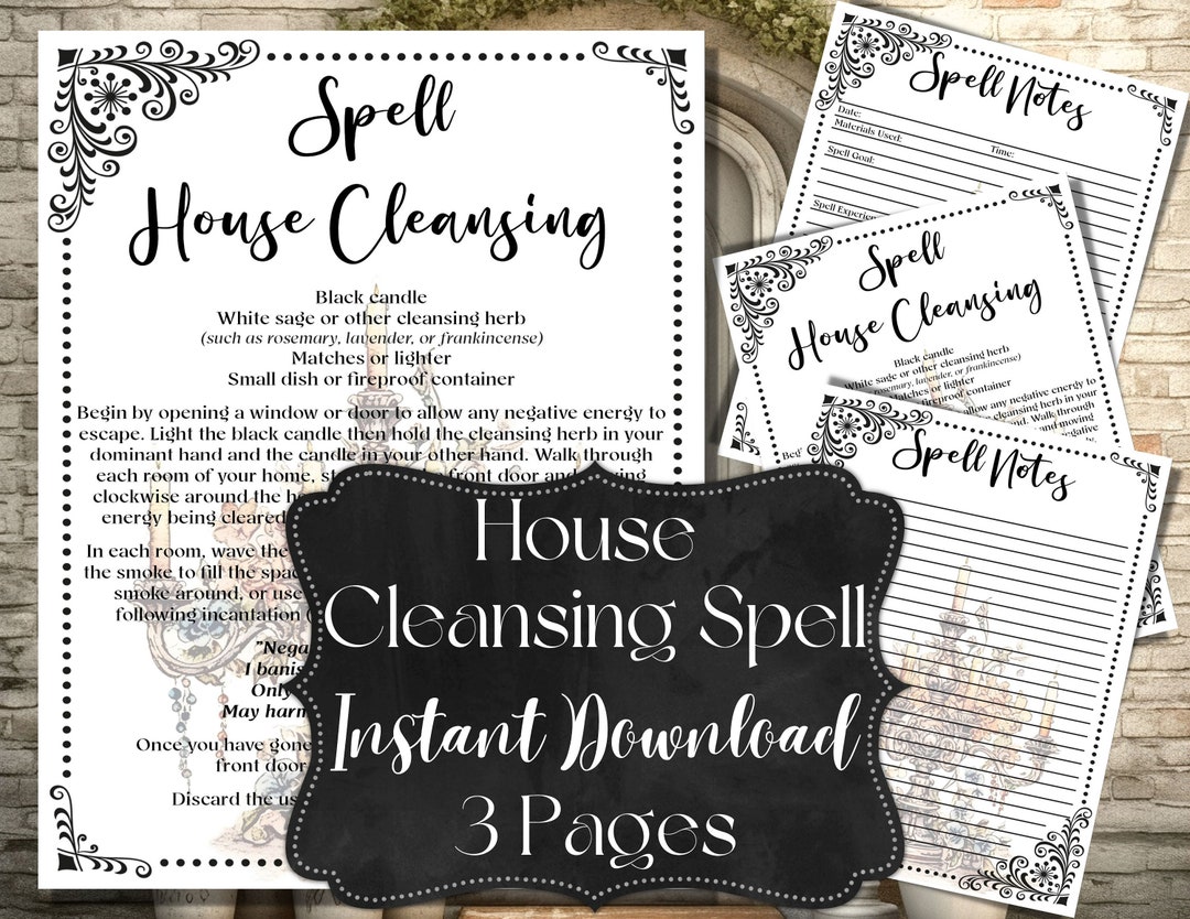 House Cleansing Spell Book of Shadows Printable Pages Home Clearing ...