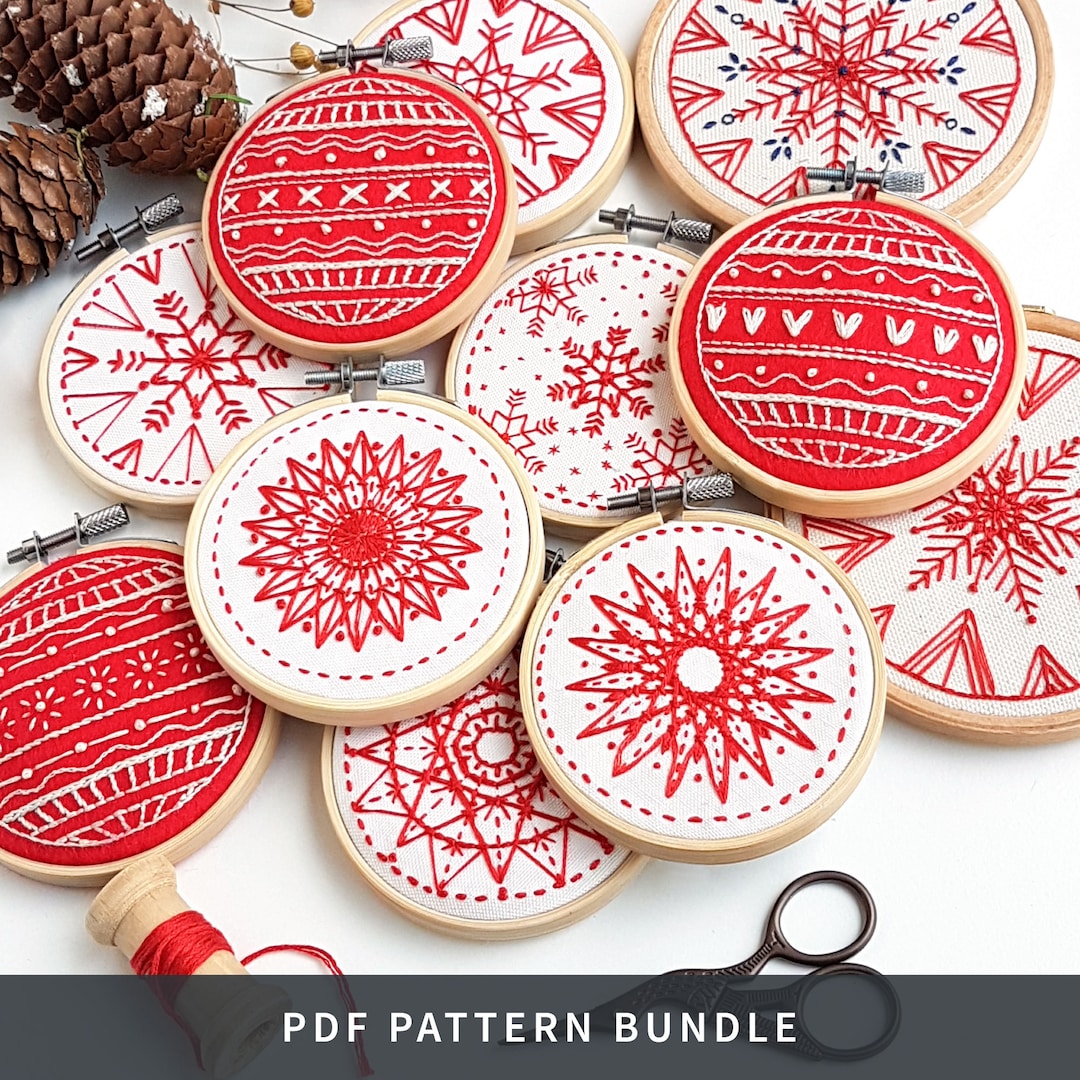Xmas Hand Embroidery BUNDLE 003, 12 X PDF PATTERN, Collection Pattern ...
