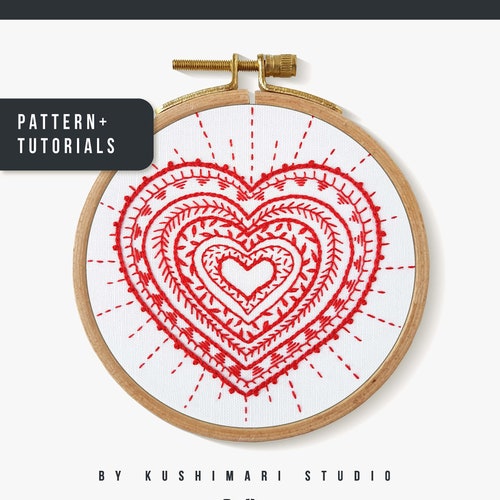 Hand Embroidery Pattern PDF Floral Heart - Etsy