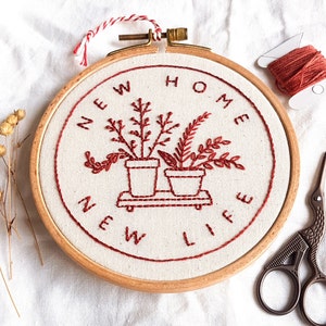 PDF PATTERN New Home New Life Hand Embroidery, House Plants, PDF Quote ...
