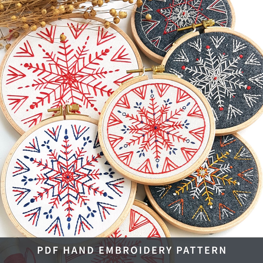 PDF PATTERN Boho Snowflakes Hand Embroidery, 2 X Designs, DIY Xmas ...