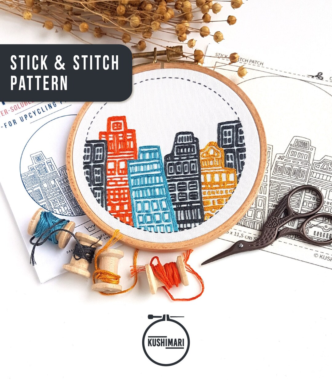 STICK & STITCH City Outlines Hand Embroidery Design Modern - Etsy