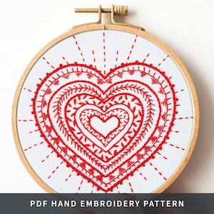 Hand Embroidery Heart Pattern, Stitch Sample, PDF PATTERN, Romantic ...