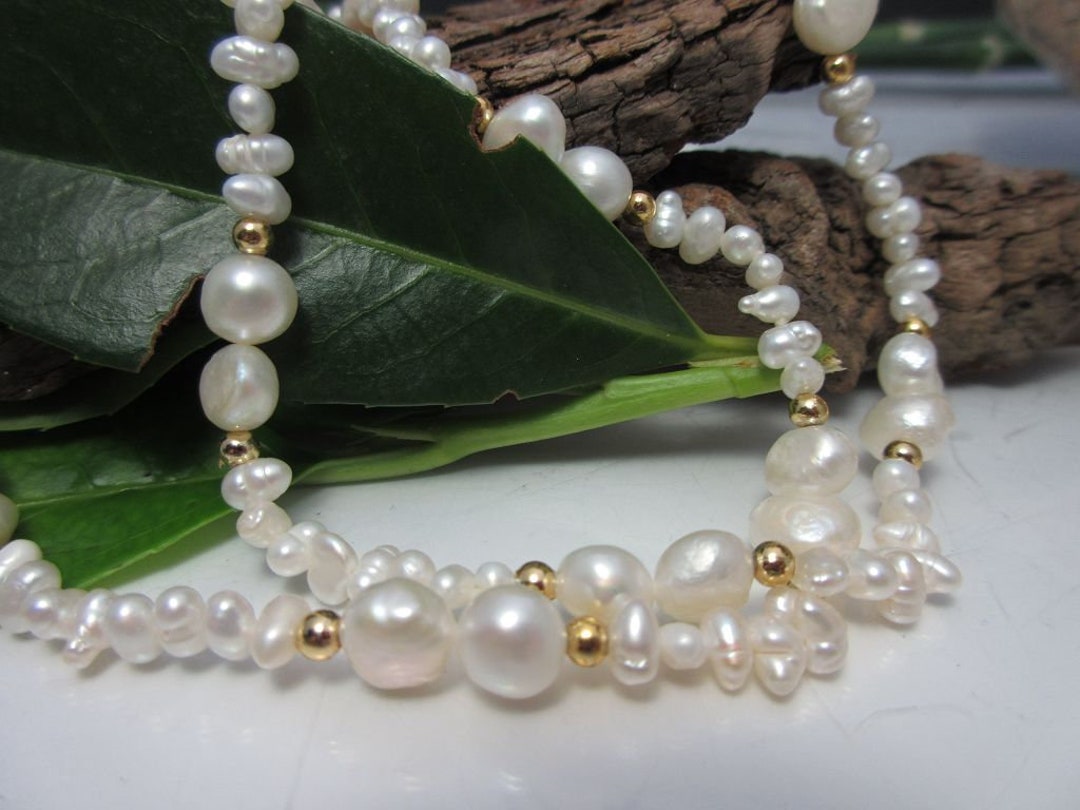 Freshwater Chain Long 90 Cm Endless Chain With Gold Balls - Etsy