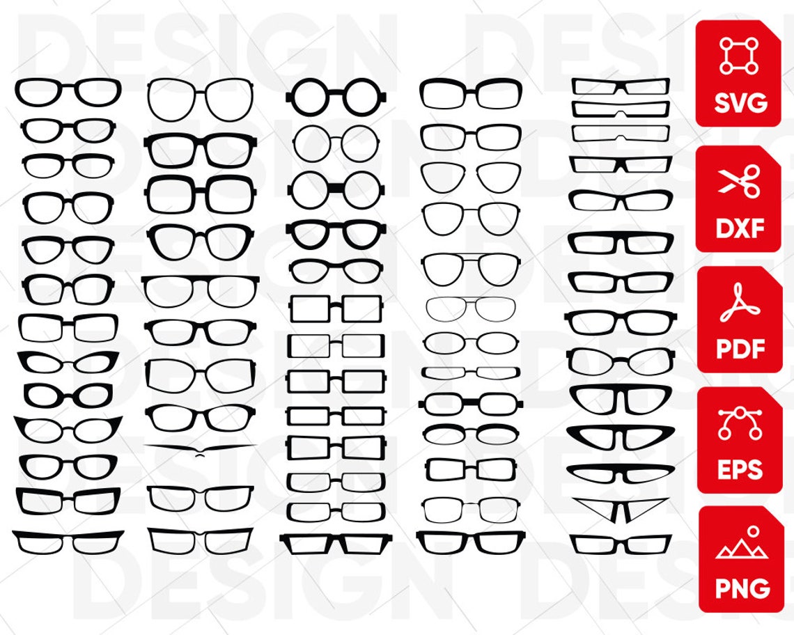 64 Eye Glasses Svg Bundle Glasses Clipart Retro Glasses - Etsy