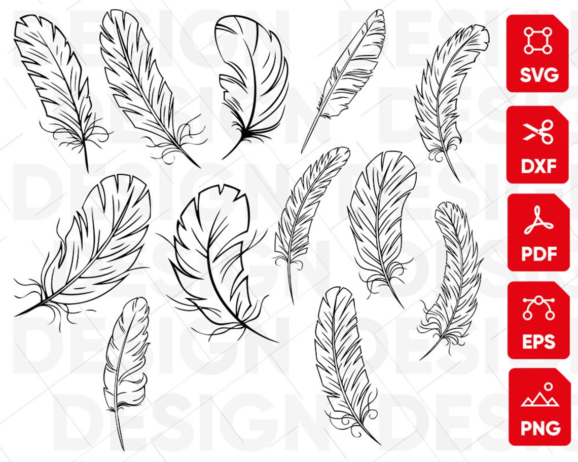12 Feather Svg Bundle Feathers Svg Boho Feathers Svg - Etsy