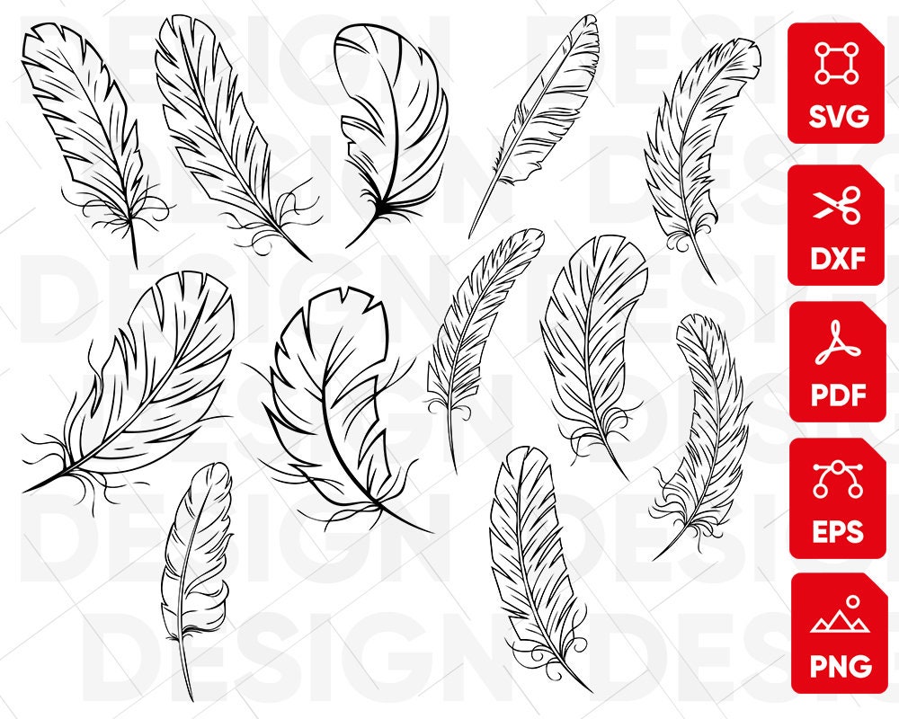 Feather svg Bundle feathers svg boho feathers svg | Etsy