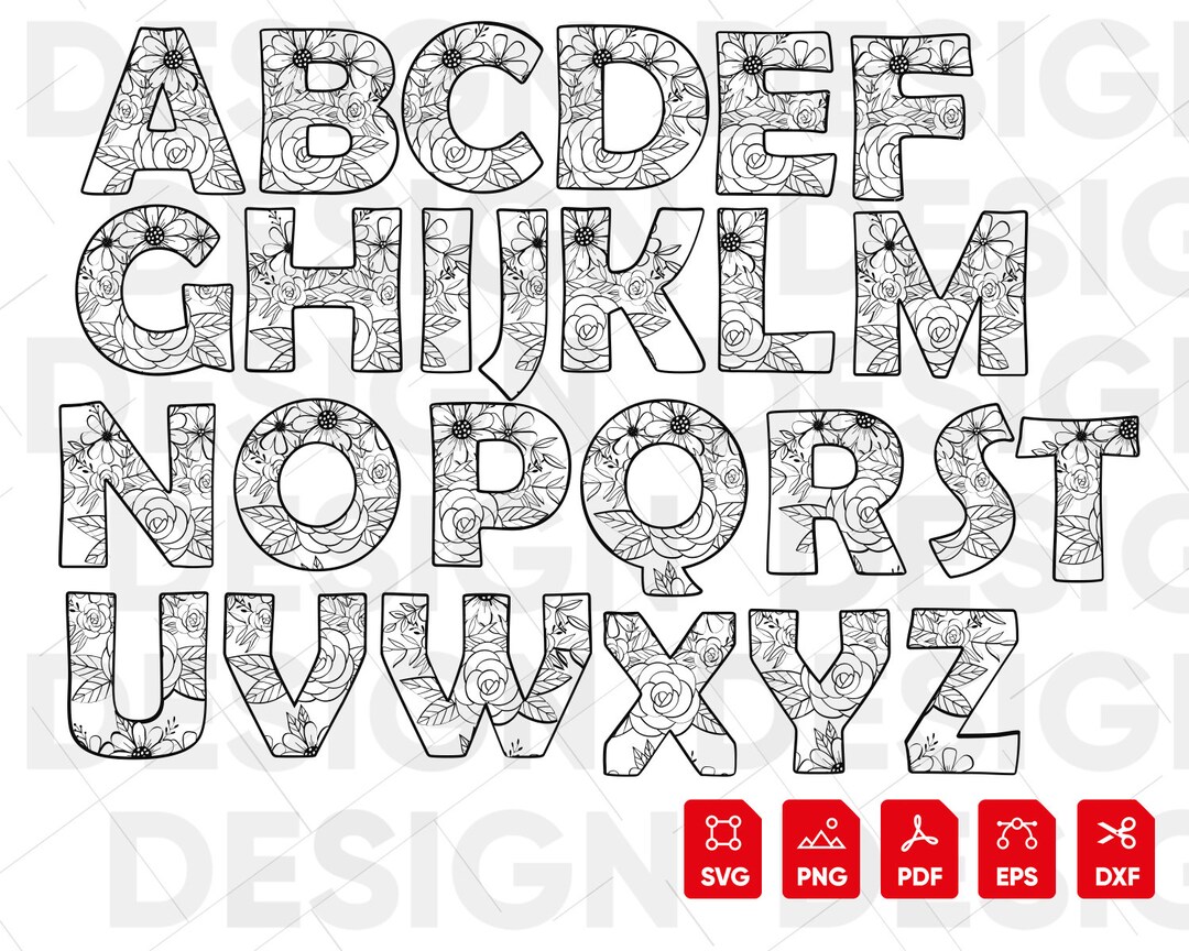 Floral Alphabet SVG, Multi Layer Alphabet, Layer Alphabet, Laser Cut ...