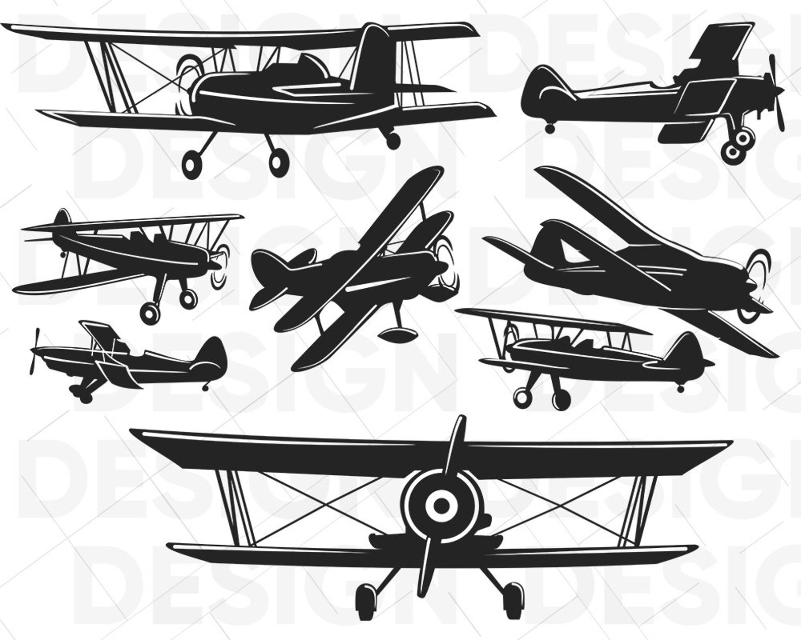 8 Biplane Svg, Fly Svg, Propeller Plane Svg, Silhouette Studio Svg ...
