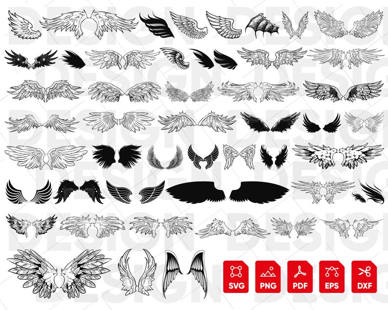 50 Wings Totem SVG Wings Totem Silhouette Angel Wings Png - Etsy