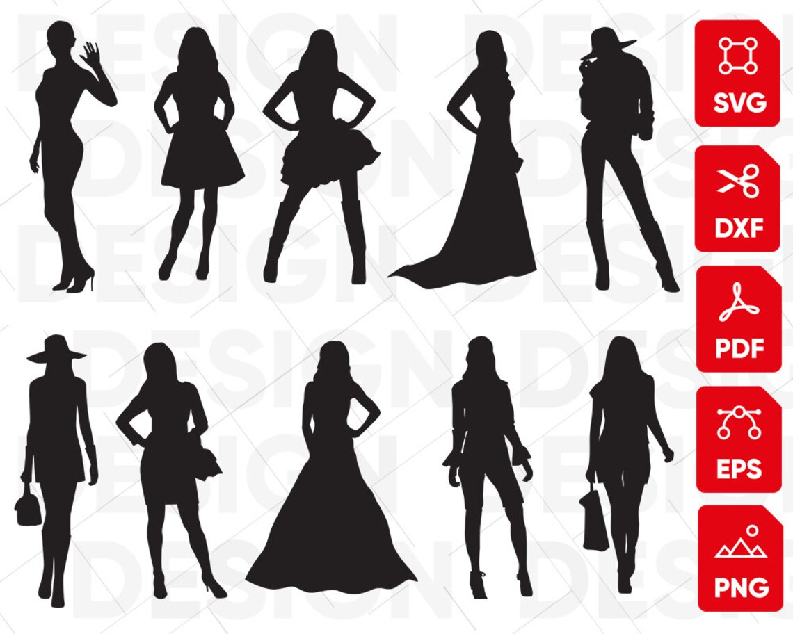10 Models Svg Fashion Svg Catwalk Sexy Person Woman - Etsy
