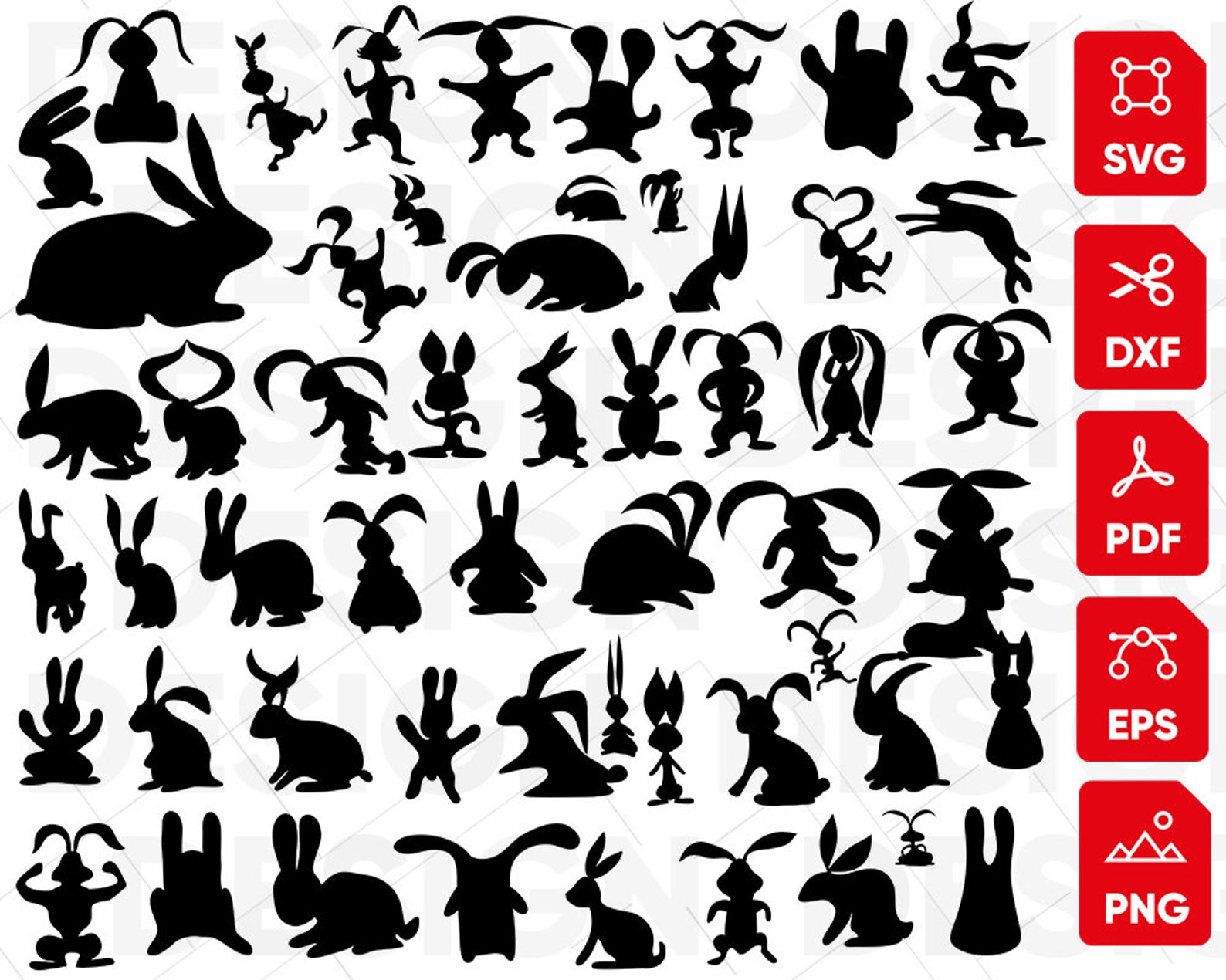 61 Rabbit SVG Bundle Bunny Svg Hare Svg Rabbit Silhouette - Etsy