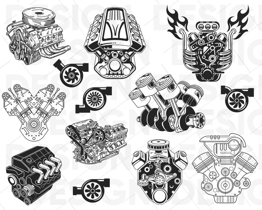 Engine svg motor svg car svg fire engine svg machine svg | Etsy