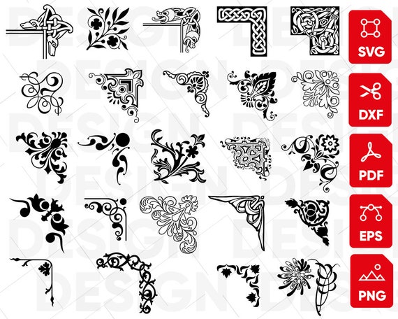 Corner Svg Bundle Ornament Svg Decor Svg Baroque Frame Svg Etsy