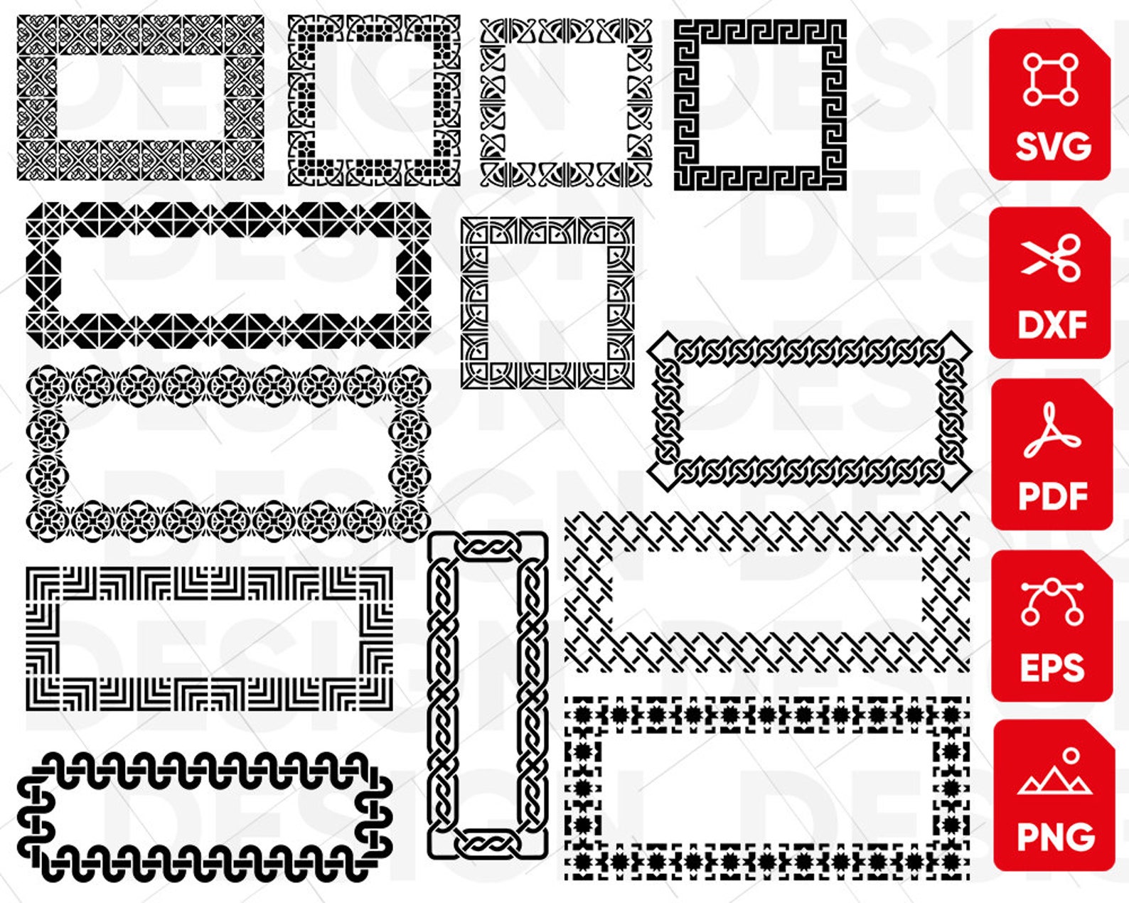 13 Decoration Svg Floral Frames Svg Frames Silhouette - Etsy