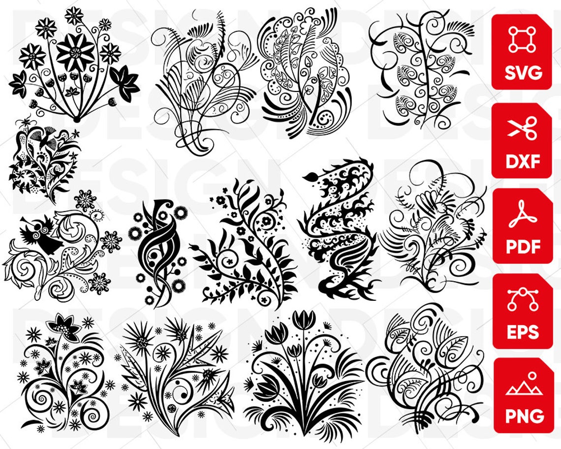 14 Floral Svg Home Decor Svg Flowers Svg Bundle Floral - Etsy