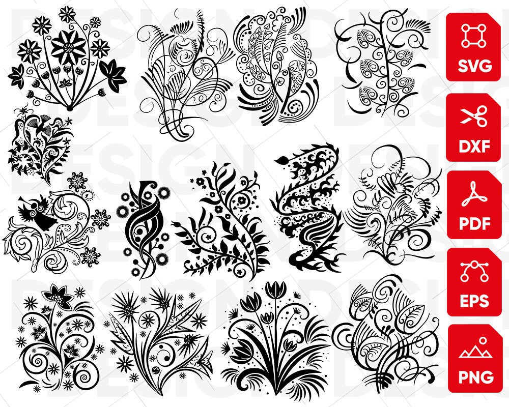 14 Floral Svg Home Decor Svg Flowers Svg Bundle Floral | Etsy