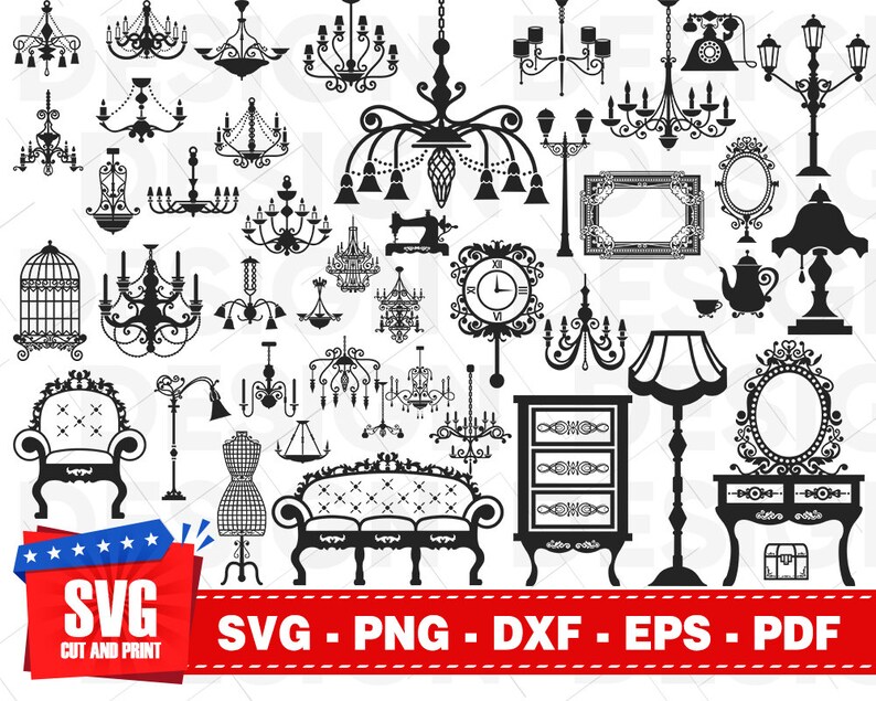 48 Victorian Furniture Elements Furniture Svg Bundle Sofa | Etsy