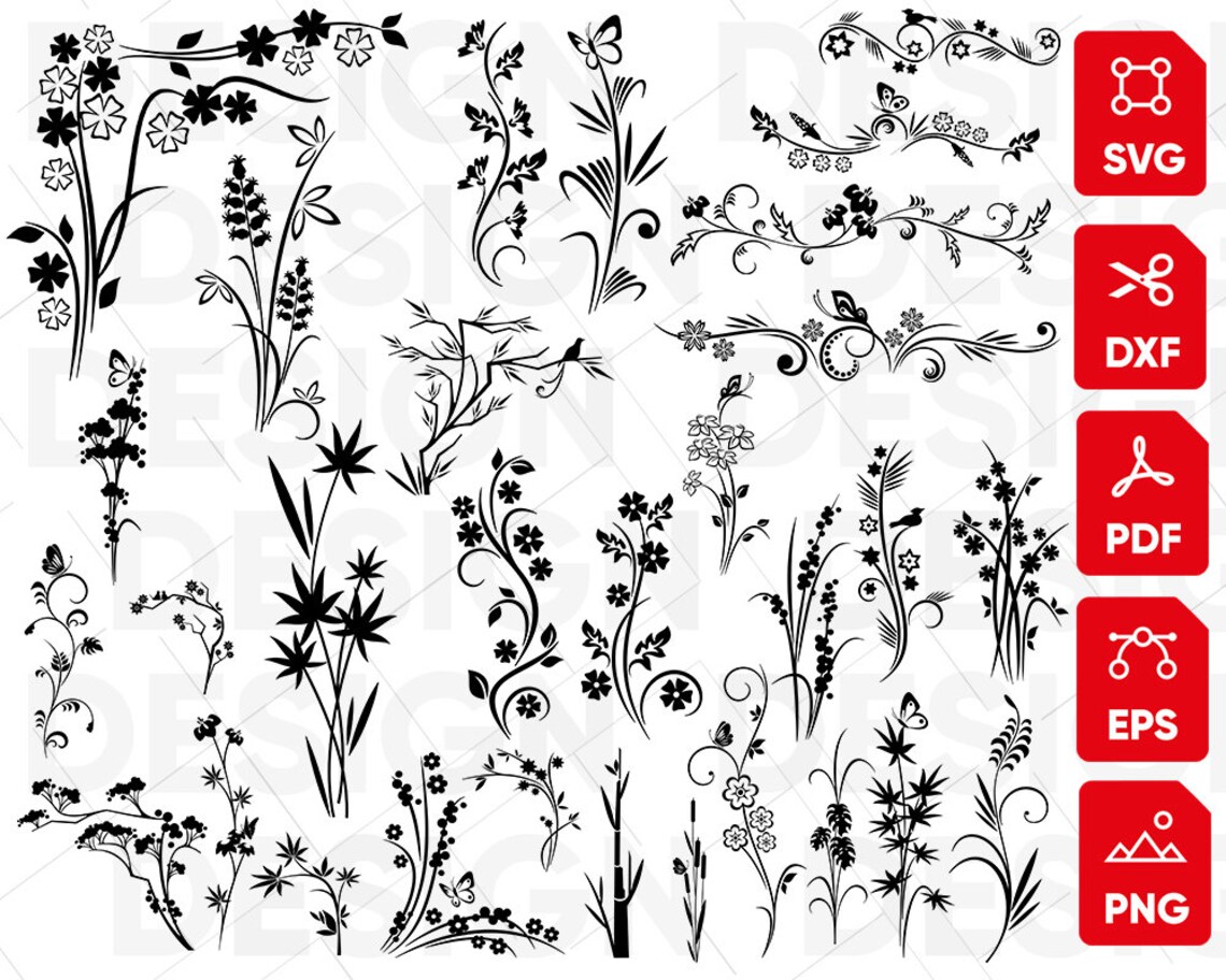 30 Flower Svg Bundle Floral Svg Flowers Svg Svg Files for - Etsy