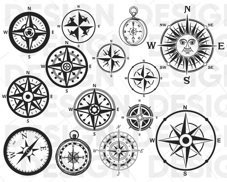 15 Compass SVG Compass Clipart Adventure SVG Travel Svg - Etsy