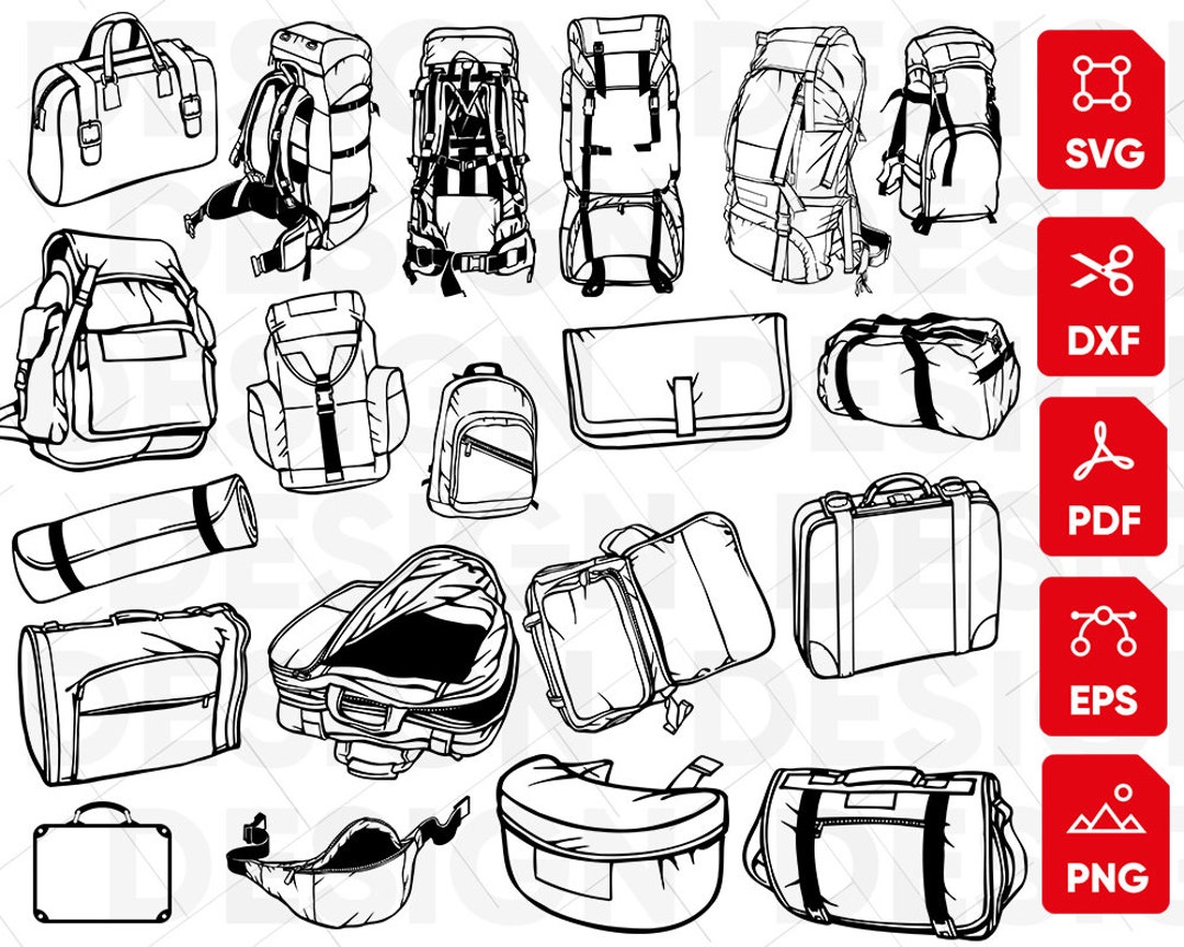 20 Tourist Backpack Svg, Suitcase Svg, Bag Svg Bundle, Backpack Cricut ...