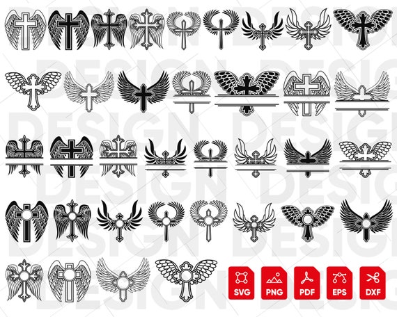 36 Cross With Wings SVG Bundle Cross With Wings Cricut Cross - Etsy