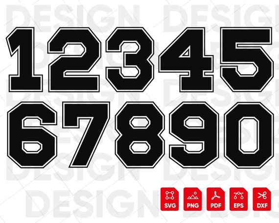 Sports Jersey Numbers College Font SVG | Etsy
