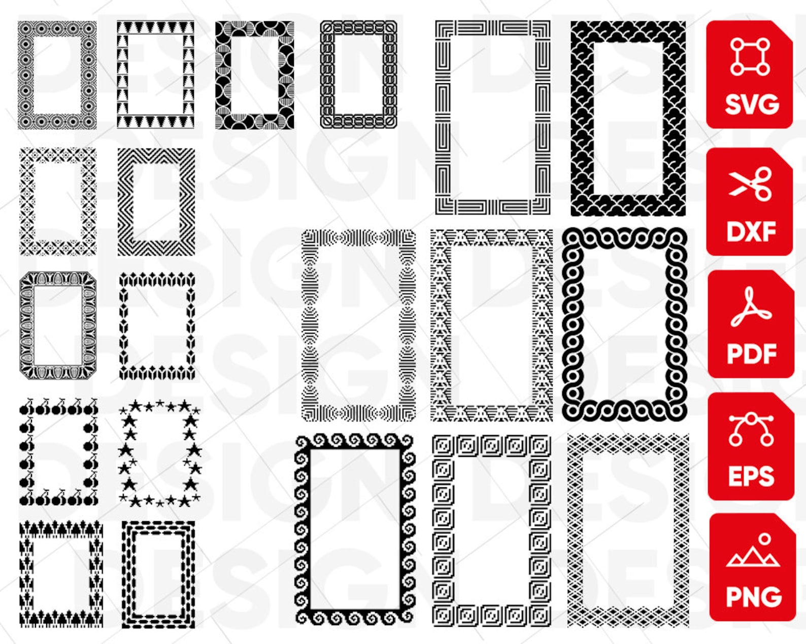 20 Decorative Border Svg Frame Clipart Digital Frames - Etsy