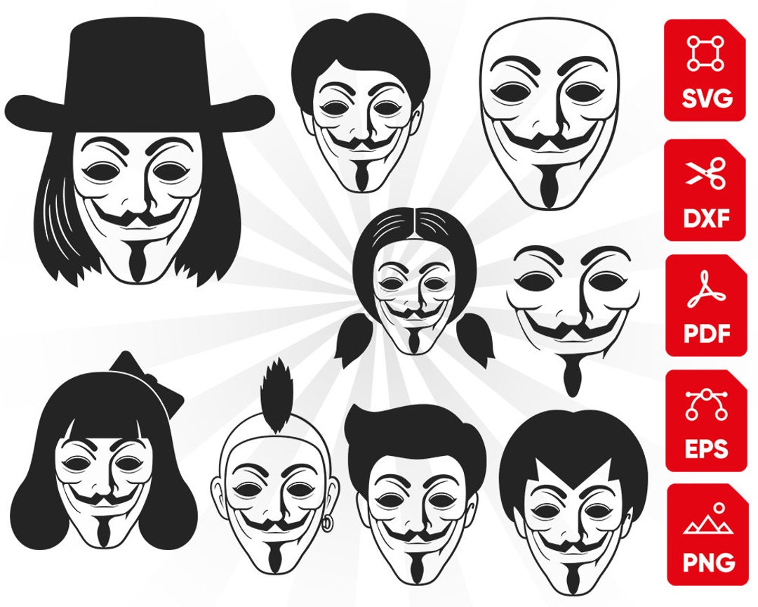 9 Anonimous Svg, Anonimous Mask Svg, Guy Fawkes Mask, Faces, Cut Files ...