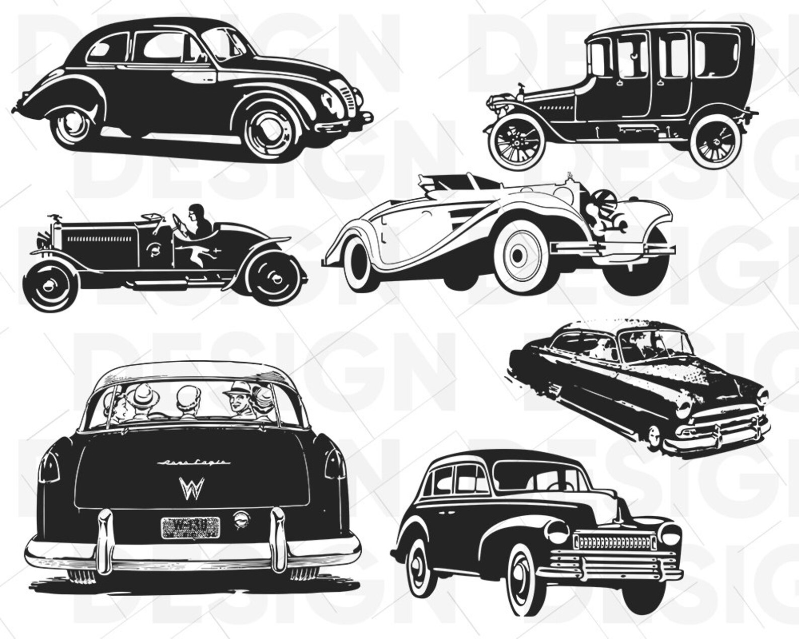 7 Vintage Car Svg Retro Car Svg Old Car Svg Cars Svg | Etsy