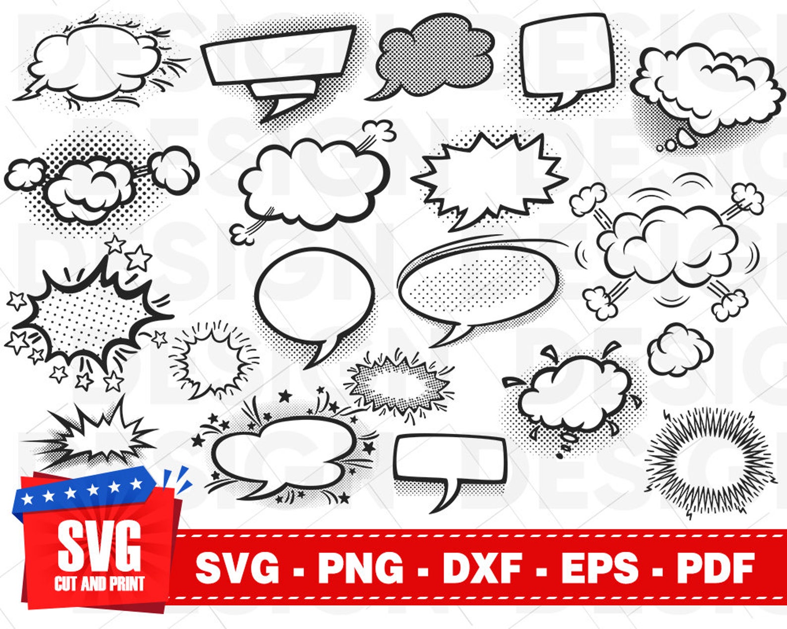 20 Speech Bubbles Svg, Comic Bubbles Svg, Bubbles Clipart, Comic ...