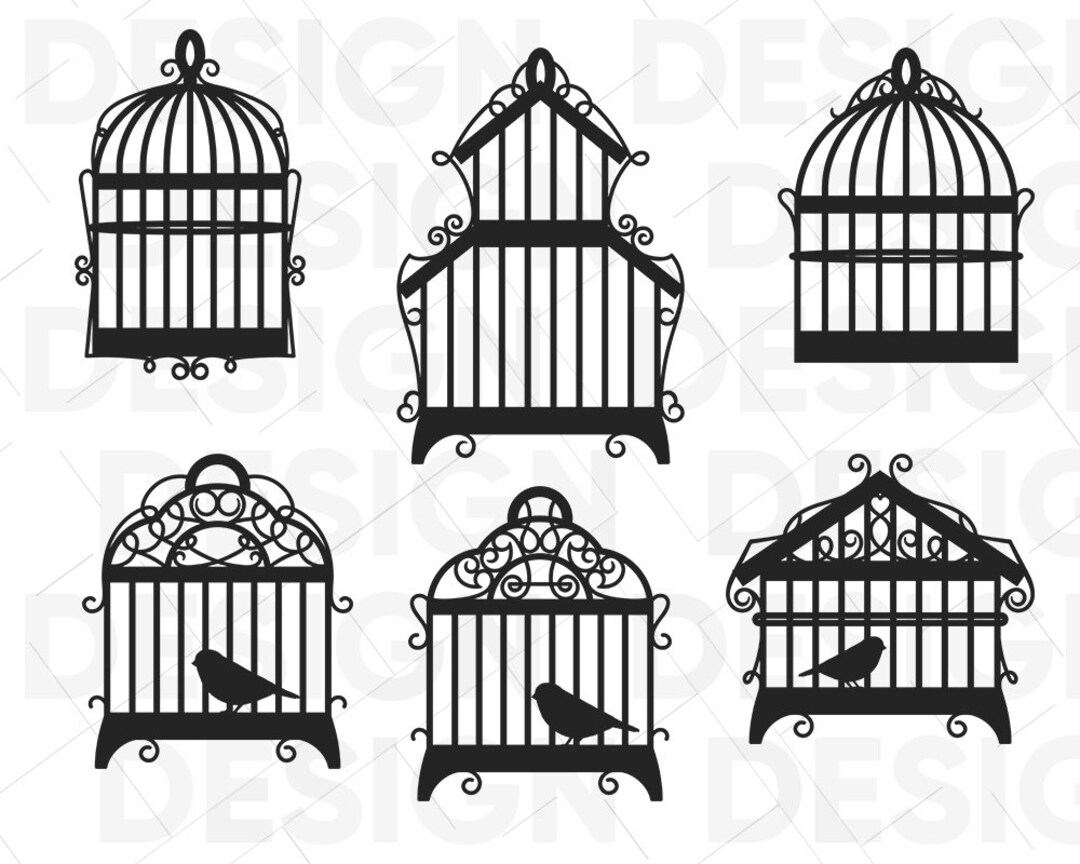 6 Bird Cage Svg Bundle, Svg Cutting Files, Clipart, Files Svg, Cuttable ...