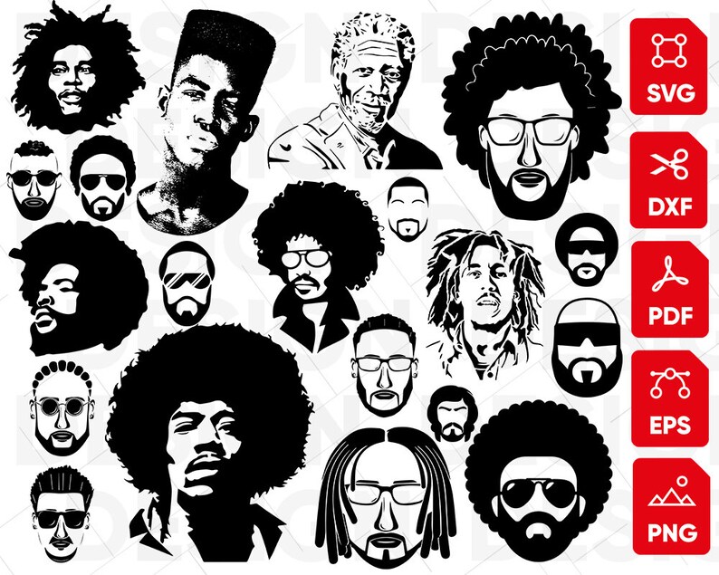 20 Afro Man Svg Black Man Svg African American Svg Afro - Etsy