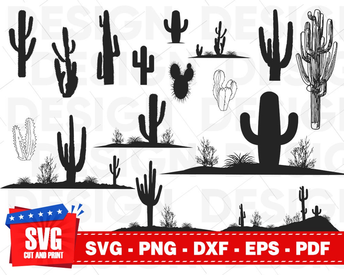 6 Cactus Clipart Cactus Silhouette Cactus Cut File Cactus - Etsy
