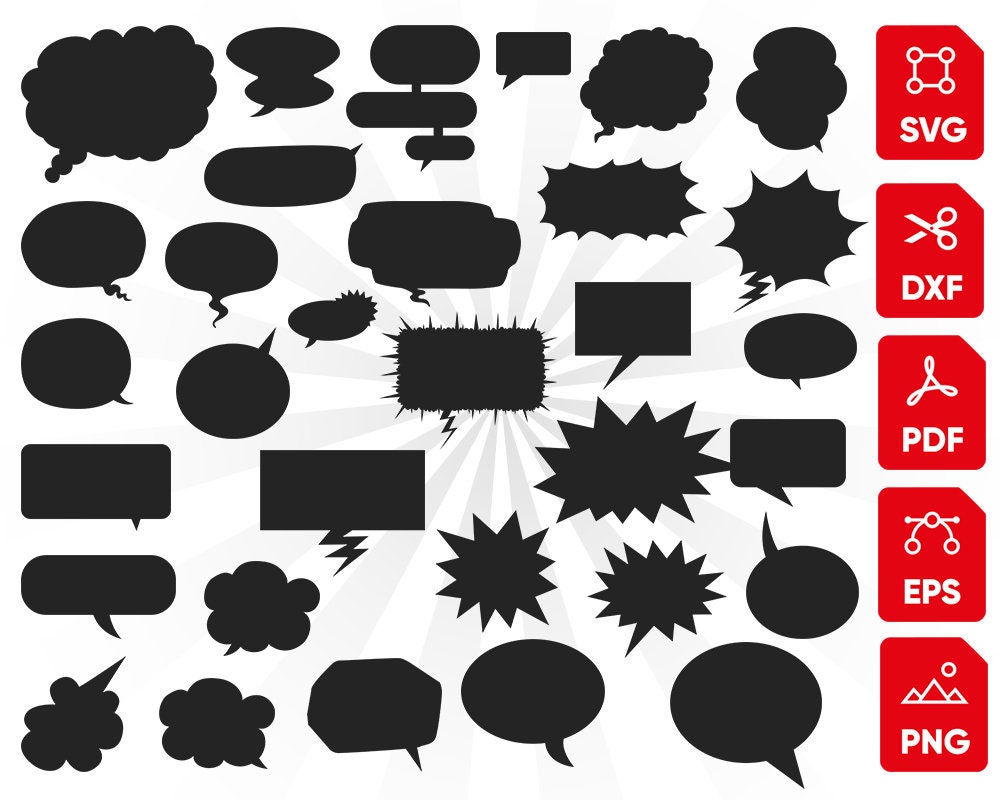Craft Supplies & Tools Collage Comics Book Text SVG Speech Bubble SVG ...